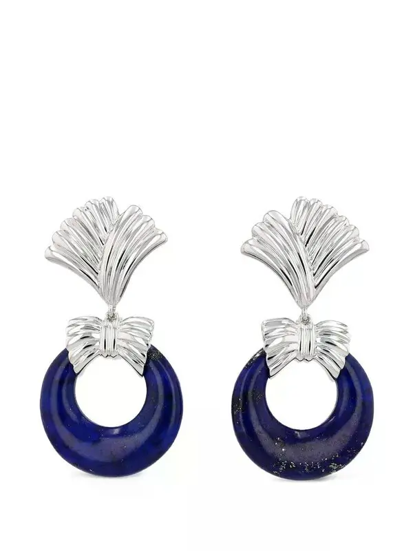 Van Cleef & Arpels Lapis Lazuli Circle Pendant Earrings - Silver