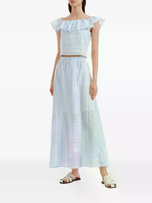 TOUT A COUP Striped Ruffled Jumpsuit