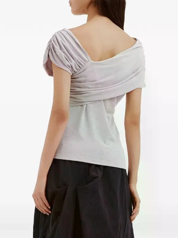 B+AB Ruched Off-shoulder Blouse - Grey