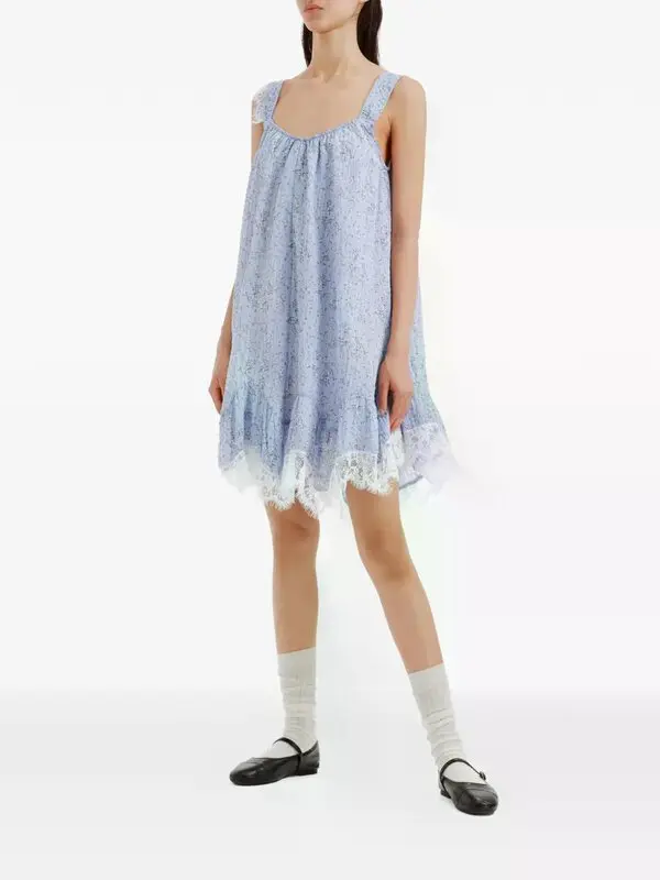B+AB Floral Print Lace Trim Mini Dress