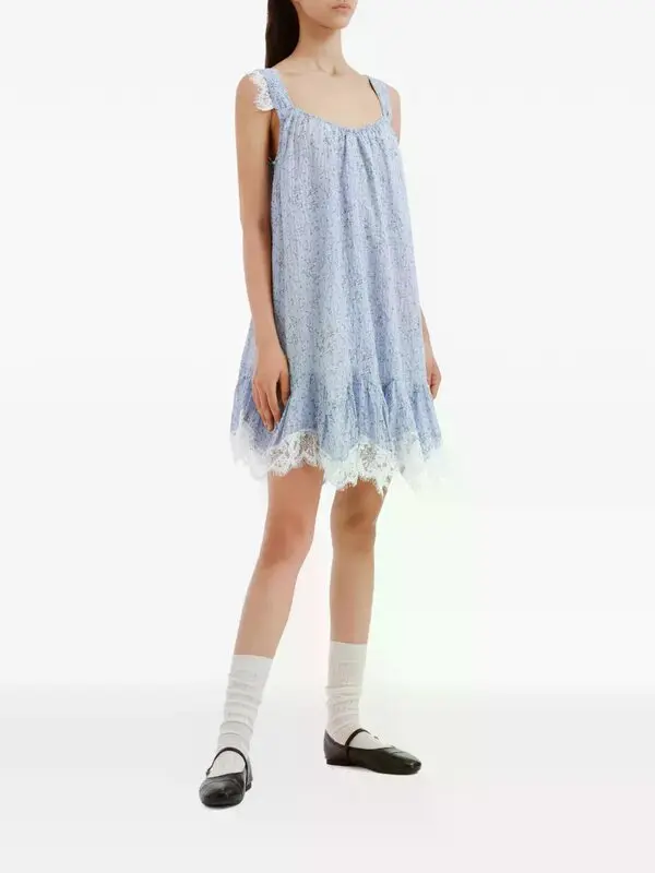 B+AB Floral Print Lace Trim Mini Dress