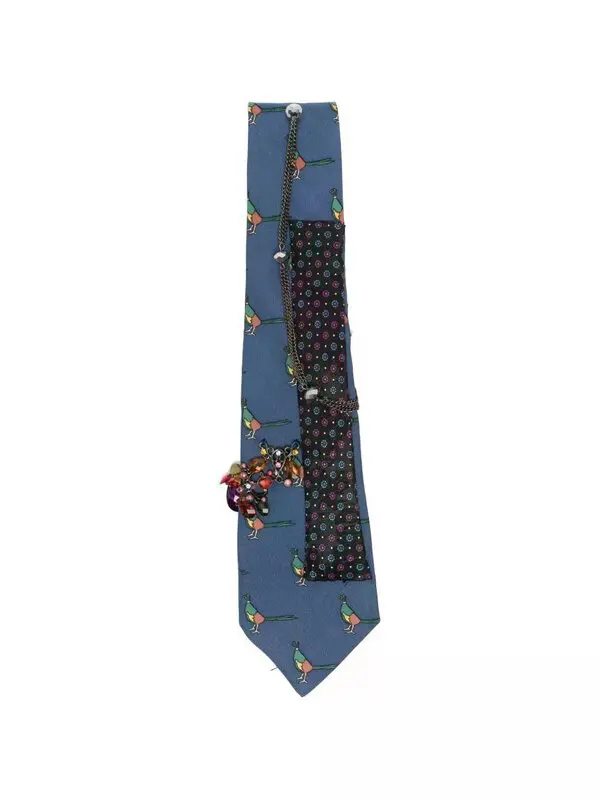 A.N.G.E.L.O. VINTAGE CULT Stefania Bertoni Customised Hermès Embellished Silk Tie - Blue