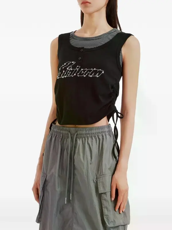 MINI CREAM Layered-effect Tank Top - Black