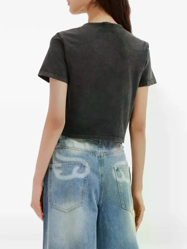 MINI CREAM Stud-embellished Heart-ring Cotton T-shirt - Black