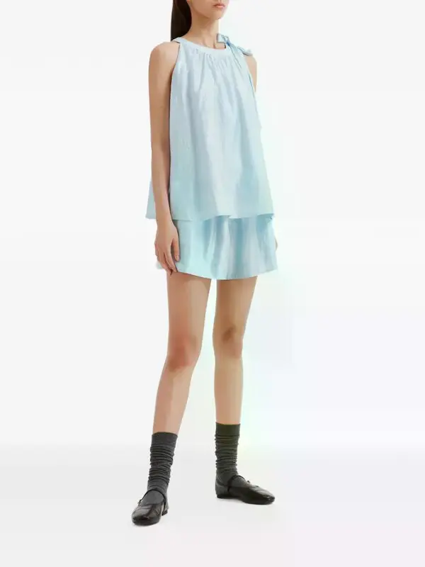 B+AB Sleeveless Blouse And Shorts Set With Bow Detail - Blue