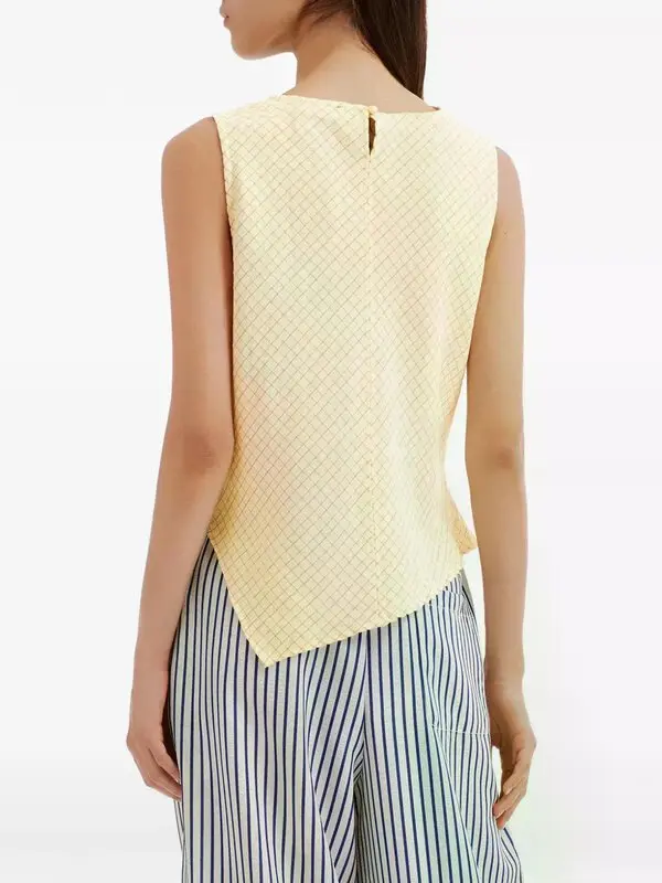TOUT A COUP Check Cowl-neck Top - Yellow