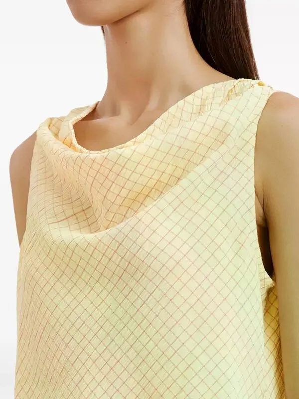 TOUT A COUP Check Cowl-neck Top - Yellow