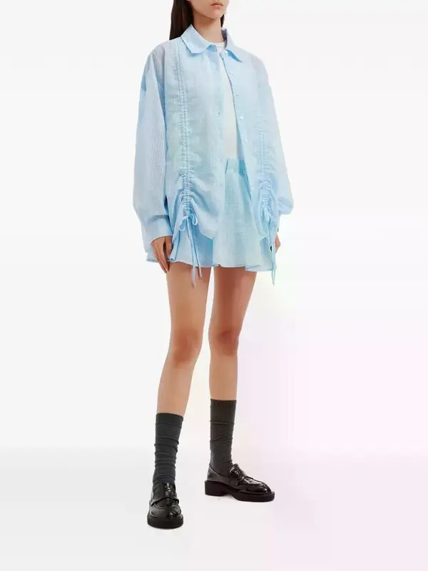 B+AB Spread Collar Shirt And Mini Skirt Set With Ruched Detailing