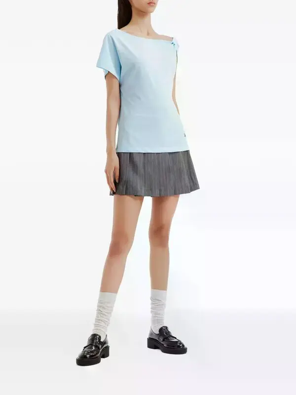 TOUT A COUP Asymmetric Twisted-shoulder T-shirt - Blue