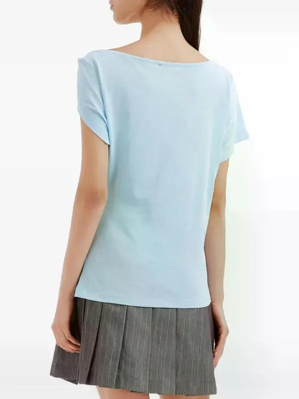 TOUT A COUP Asymmetric Twisted-shoulder T-shirt - Blue