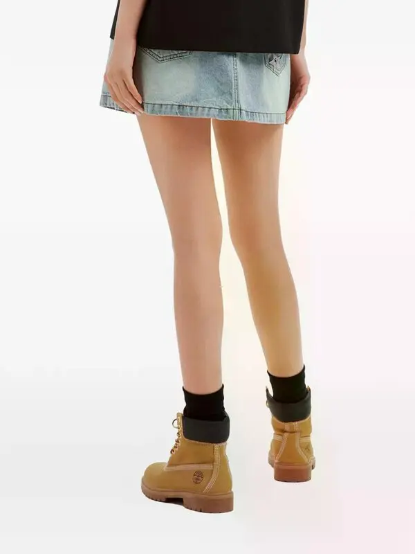MINI CREAM Star Patch Denim Mini Skirt