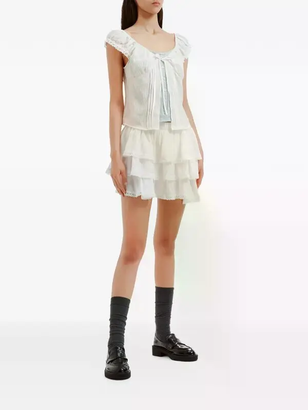 B+AB Ruffled Tiered Blouse And Mini Skirt Set