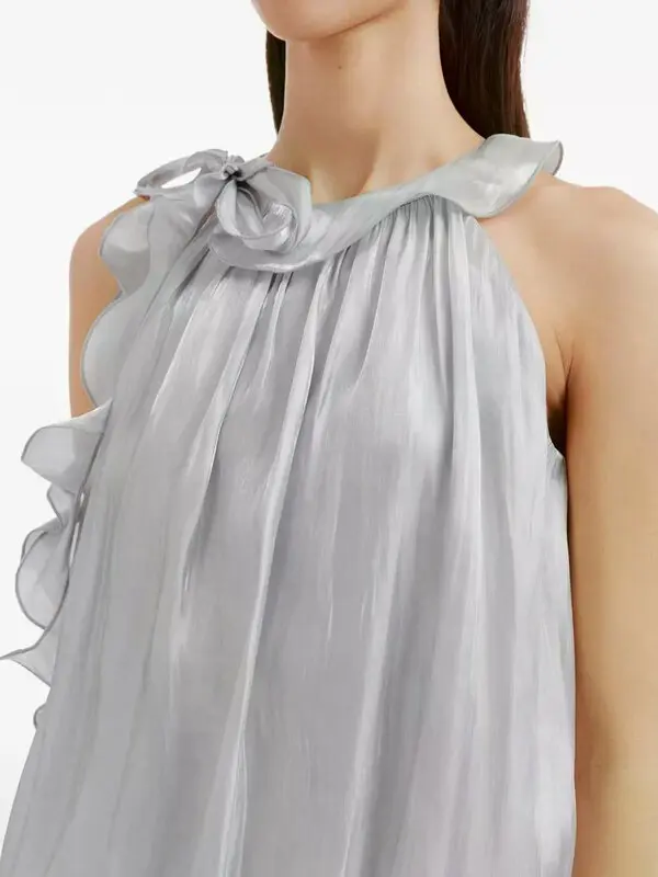 B+AB Ruffle-trimmed Bow Detail Blouse - Grey