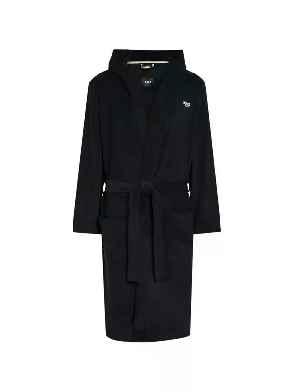 BOSS Hooded Belted Dressing Gown - Black