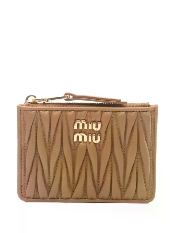 Miu Miu Matelassé Leather Card Case - Brown