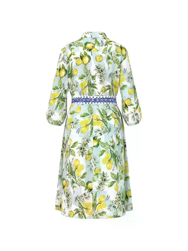 MARCCAIN Belted Midi Dress With Lemon Print