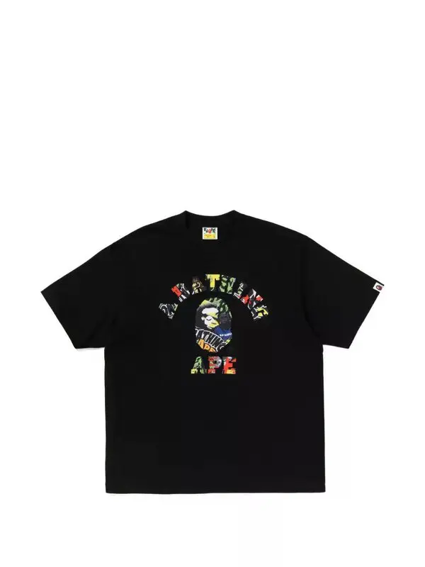 A BATHING APE Multi Logo College Cotton T-shirt