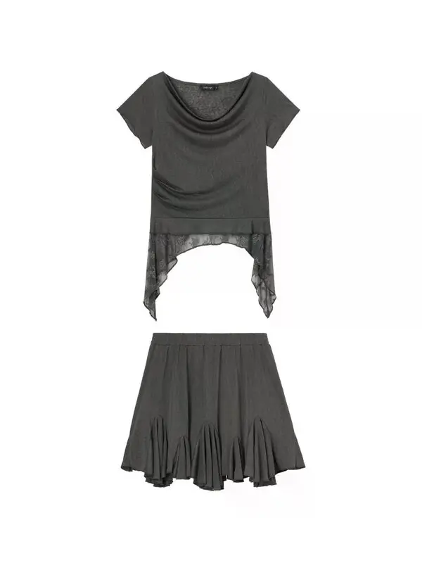 TOUT A COUP Lace-trim Ruffled Mini Dress