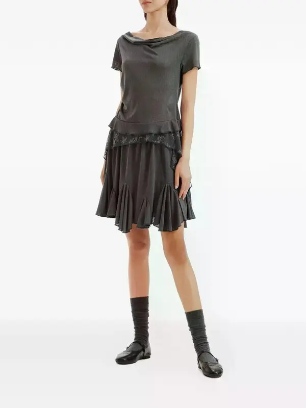 TOUT A COUP Lace-trim Ruffled Mini Dress