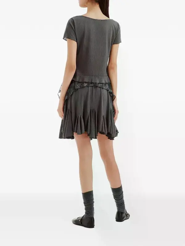TOUT A COUP Lace-trim Ruffled Mini Dress