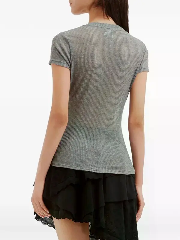 B+AB Graphic Print Ribbed T-shirt - Grey