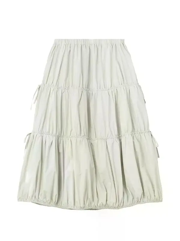 TOUT A COUP Tiered Drawstring Midi Skirt - Grey