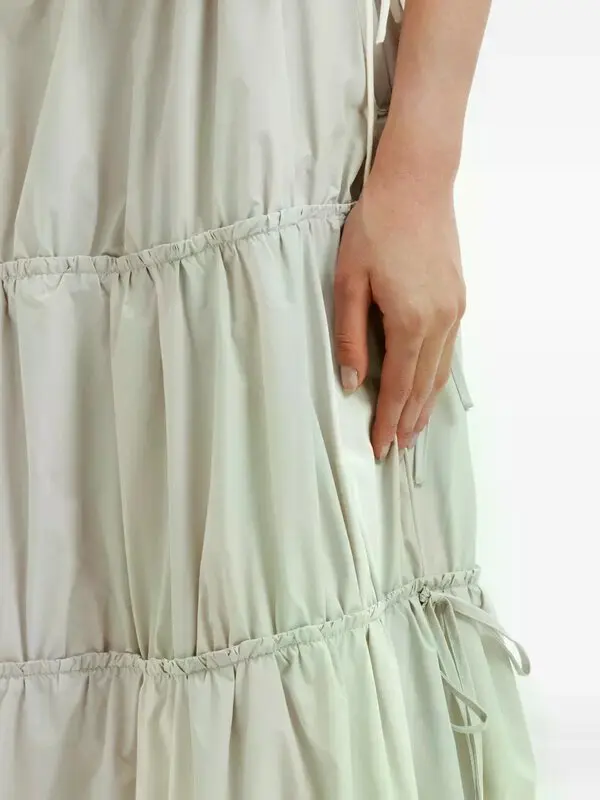 TOUT A COUP Tiered Drawstring Midi Skirt - Grey