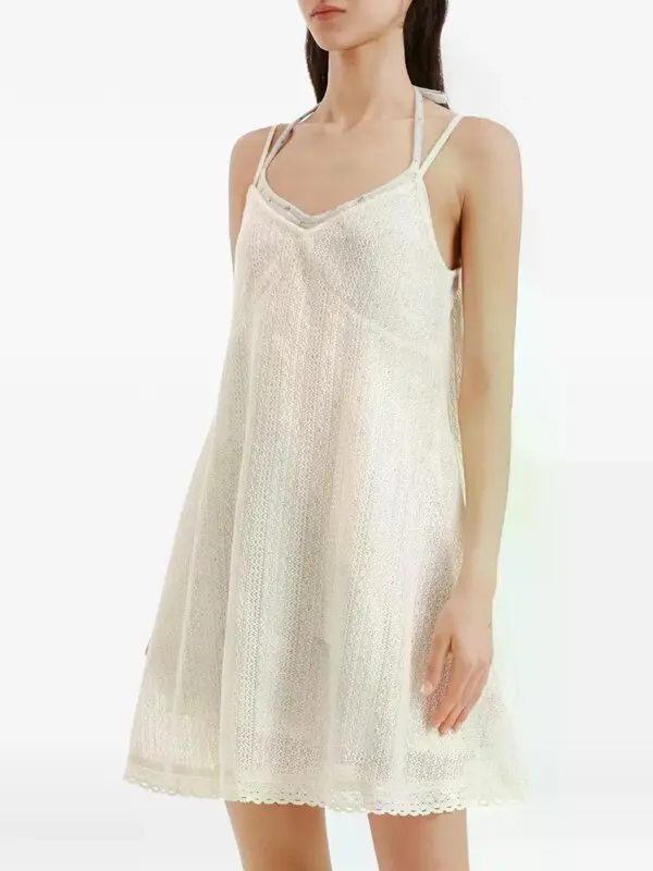 B+AB Crochet-knit Layered Mini Dress