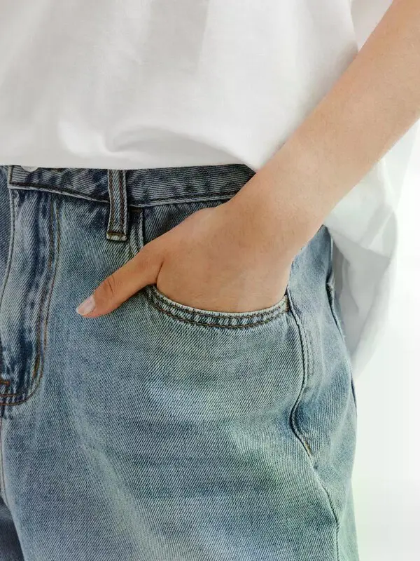 TOUT A COUP Distressed Raw-cut Denim Shorts