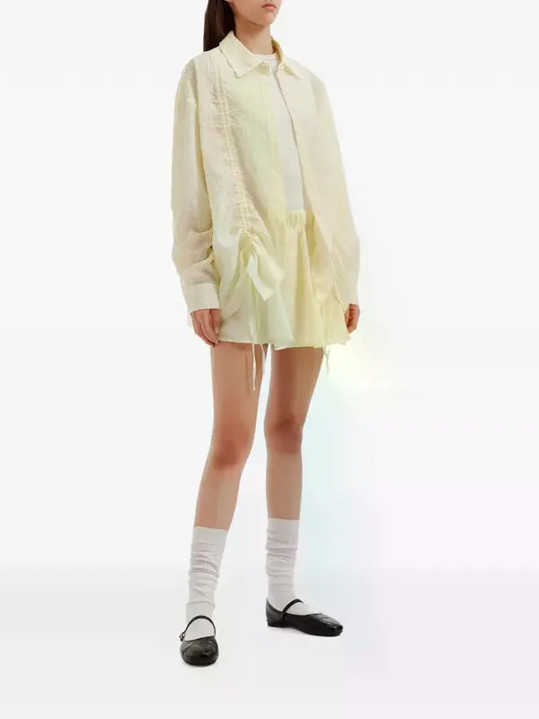 B+AB Classic Collar Shirt And Ruched Mini Skirt Set