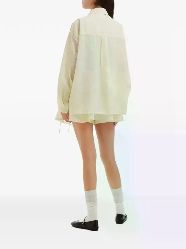 B+AB Classic Collar Shirt And Ruched Mini Skirt Set