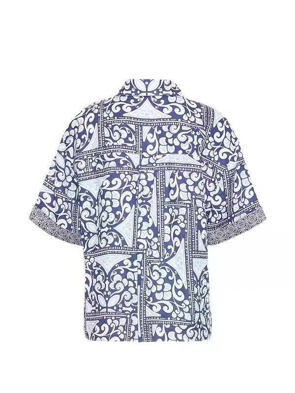 Cara Cara Tile-print Linen Shirt