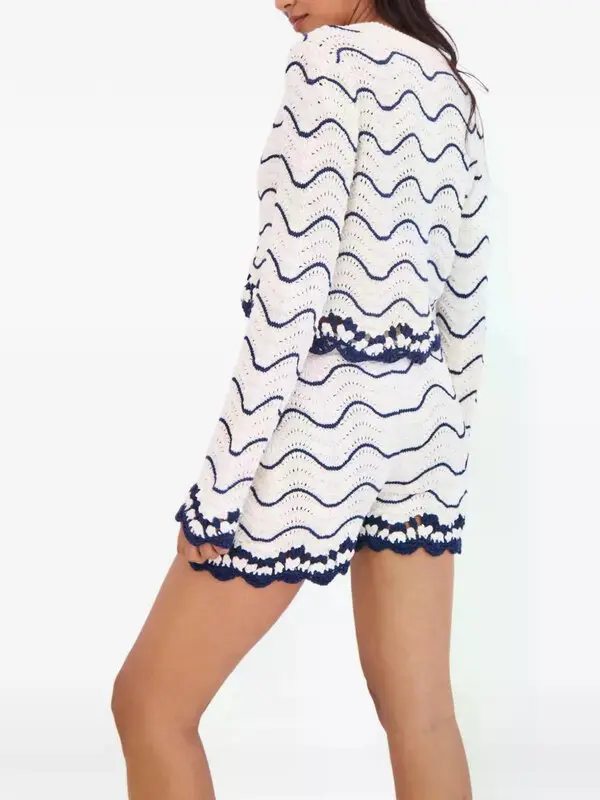 Cara Cara Louise Wave-stripe Cardigan - White