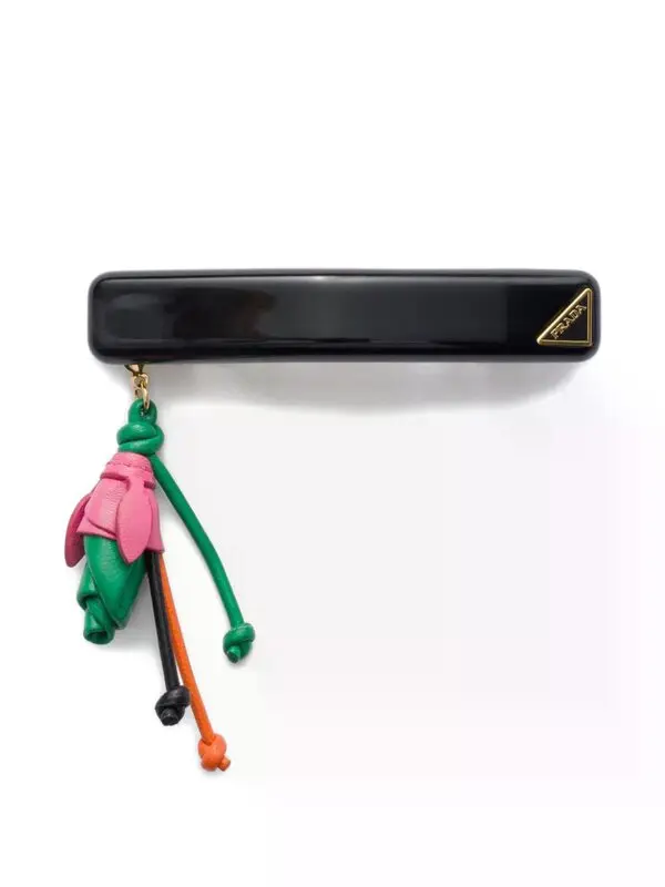 Prada Acrylic Glass And Metal Hair Clip - Black