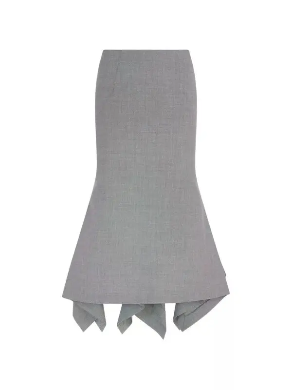 Attico Asymmetric Ruffled Midi Skirt