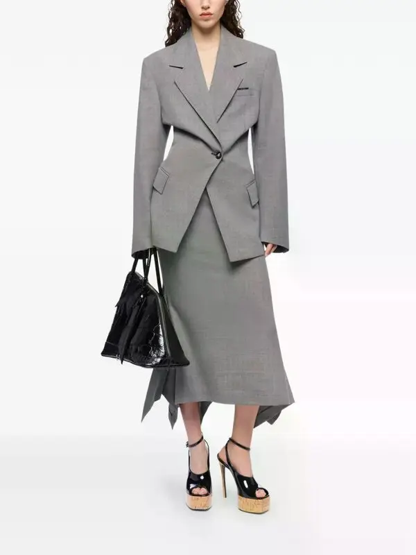 Attico Asymmetric Ruffled Midi Skirt
