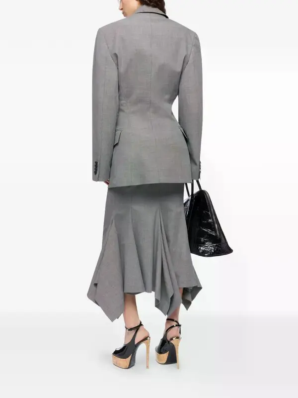 Attico Asymmetric Ruffled Midi Skirt