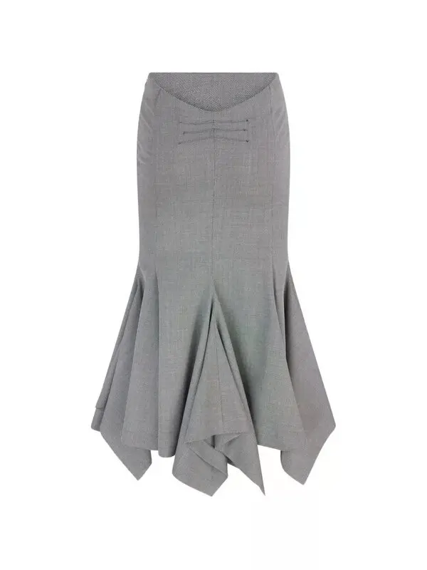 Attico Asymmetric Ruffled Midi Skirt