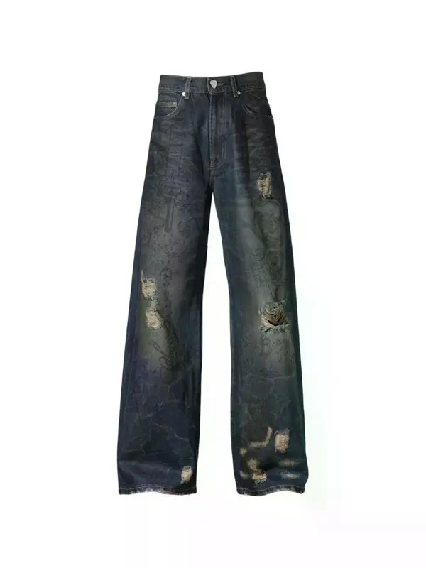 SEX&JEANS Distressed Effect Wide Leg Jeans