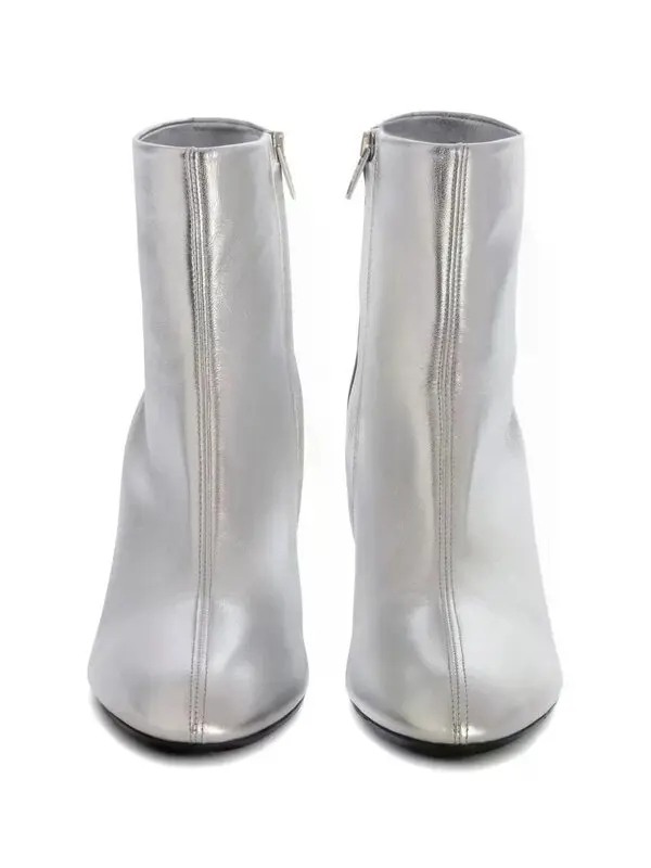 JIL SANDER Metallic Leather Ankle Boots - Silver