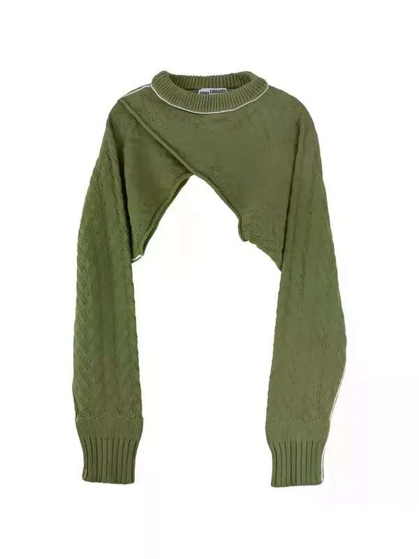SONIA CARRASCO Cable-knit Cropped Sweater - Green