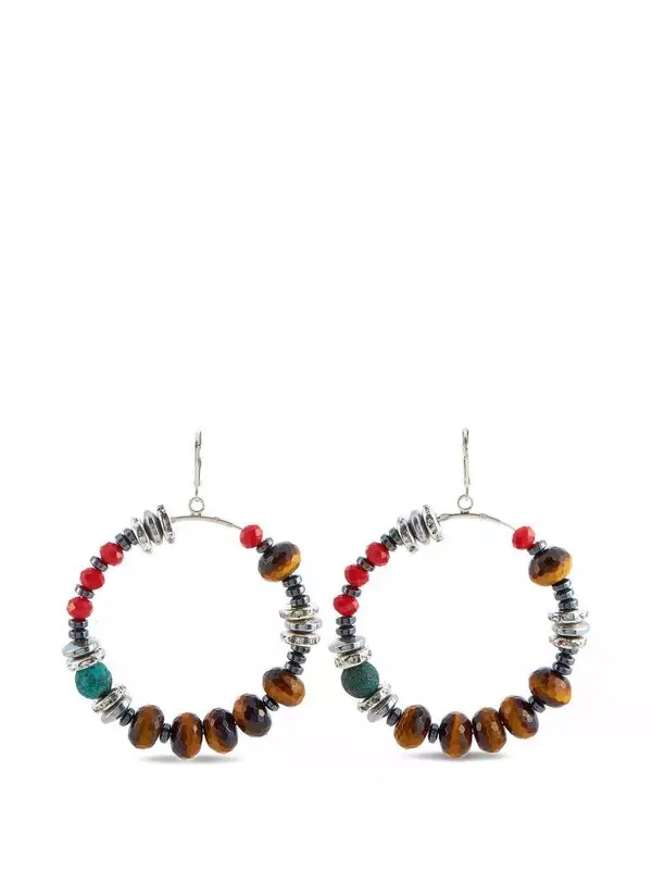 KING BABY STUDIO Hematite Beaded Hoop Earrings - Silver
