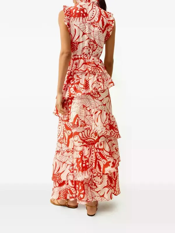 MARIE OLIVER Franklen Floral Print Ruffled Maxi Dress - Red