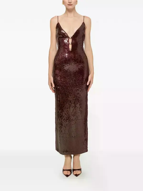 NISSA Crystal Detail Sequin Maxi Dress