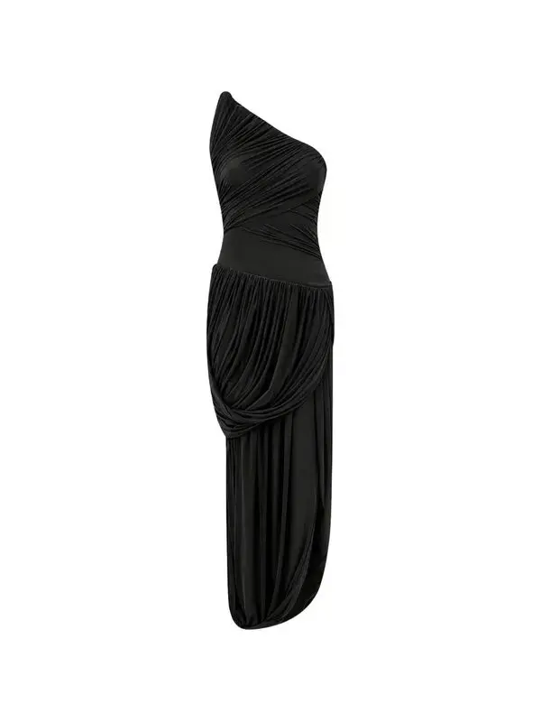 MAYGEL CORONEL One-shoulder Ruched Dress - Black