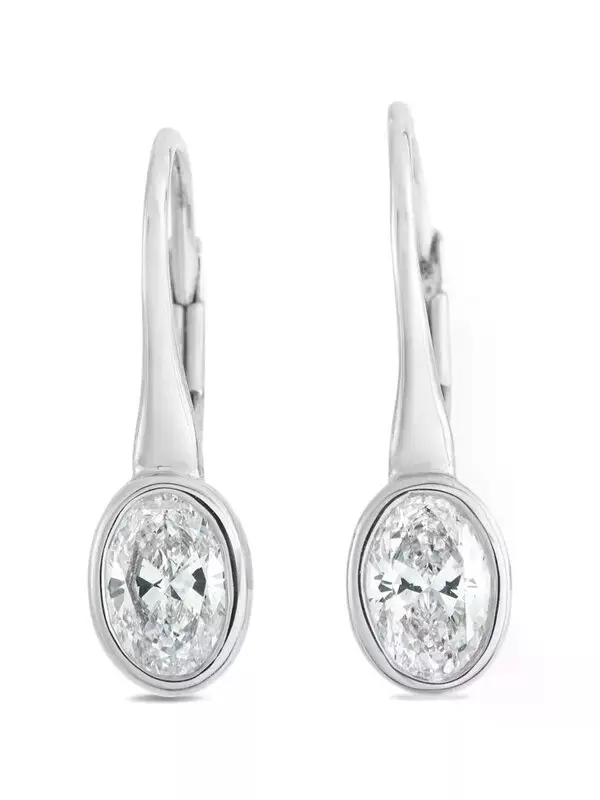 LB EXCLUSIVE 18k White Gold Diamond Drop Earrings - Silver