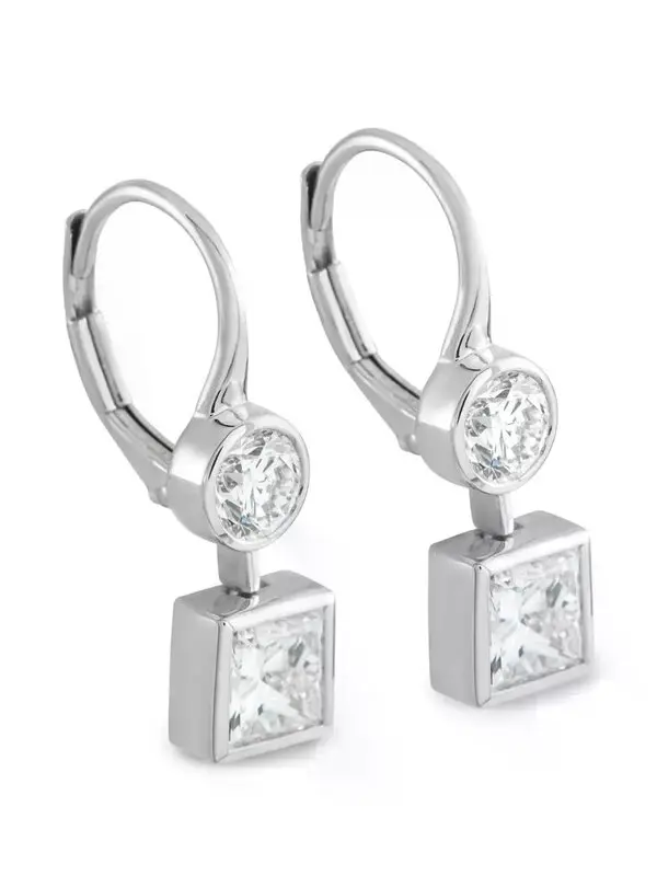 LB EXCLUSIVE Diamond Drop Earrings In 18k White Gold - Silver