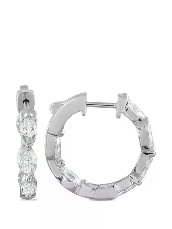 LB EXCLUSIVE 2.40 Ctw Marquise-cut Diamond Hoop Earrings In 18k White Gold - Silver