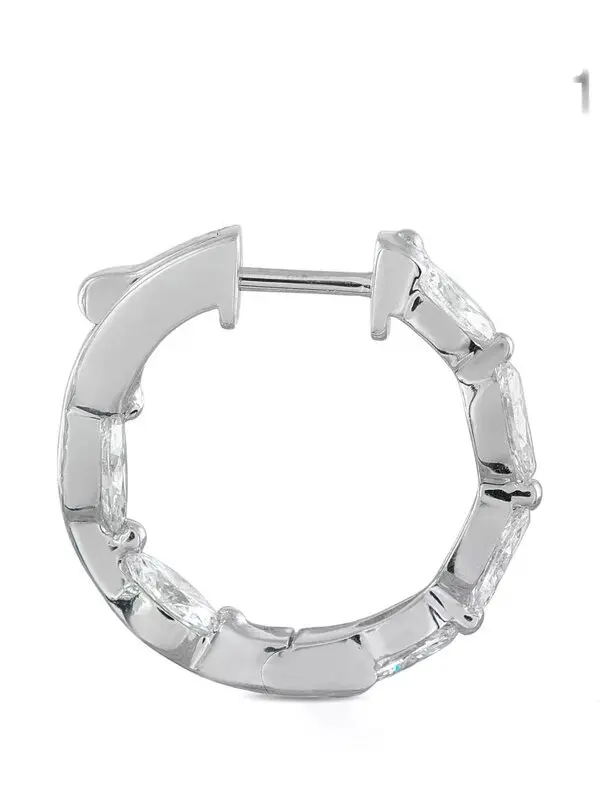 LB EXCLUSIVE 2.40 Ctw Marquise-cut Diamond Hoop Earrings In 18k White Gold