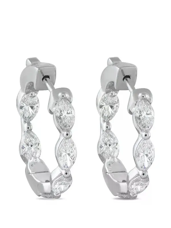 LB EXCLUSIVE 2.40 Ctw Marquise-cut Diamond Hoop Earrings In 18k White Gold